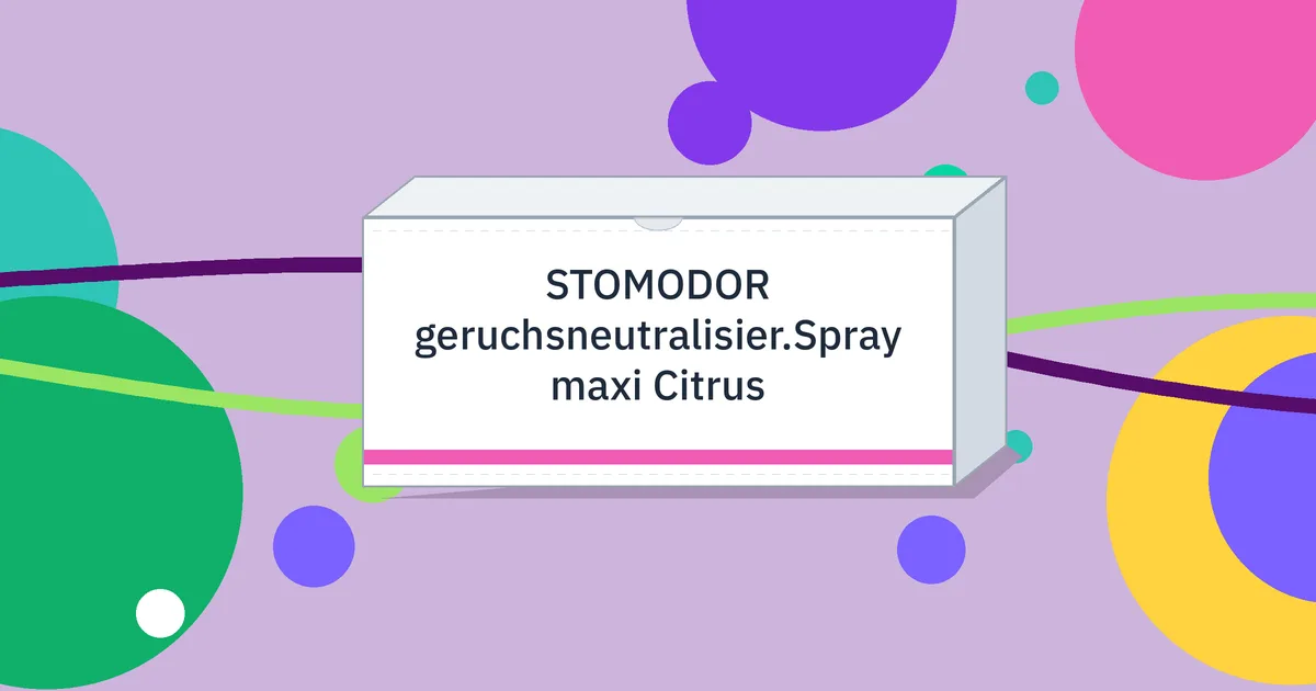 Symbolbild: Packung mit der Aufschrift STOMODOR geruchsneutralisier.Spray maxi Citrus (PZN 17866212) – Verfügbarkeit und Bezug in Apotheken in Frankfurt am Main