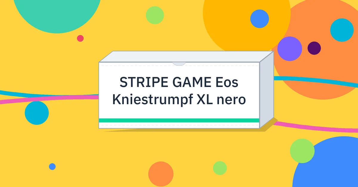 Symbolbild: Packung mit der Aufschrift STRIPE GAME Eos Kniestrumpf XL nero (PZN 20720038) – Verfügbarkeit und Bezug in Apotheken in Frankfurt am Main