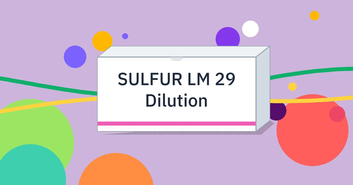 Symbolbild: Packung mit der Aufschrift SULFUR LM 29 Dilution (PZN 13210124) – Verfügbarkeit und Bezug in Apotheken in Frankfurt am Main
