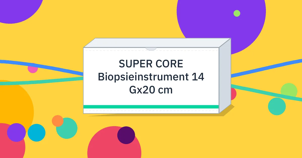 Symbolbild: Packung mit der Aufschrift SUPER CORE Biopsieinstrument 14 Gx20 cm (PZN 06770822) – Verfügbarkeit und Bezug in Apotheken in Frankfurt am Main