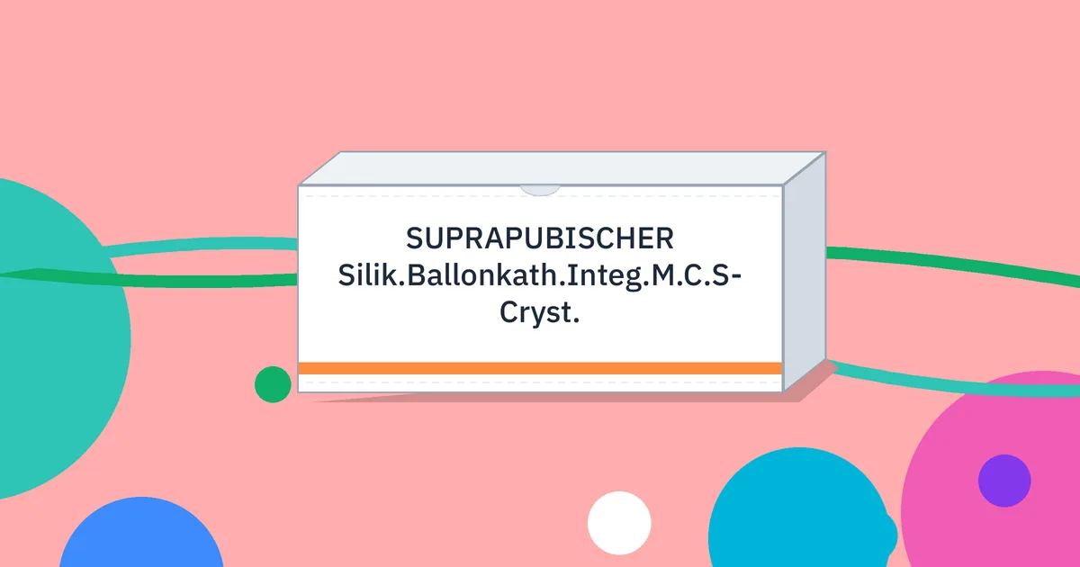 Symbolbild: Packung mit der Aufschrift SUPRAPUBISCHER Silik.Ballonkath.Integ.M.C.S-Cryst. (PZN 04154898) – Verfügbarkeit und Bezug in Apotheken in Frankfurt am Main