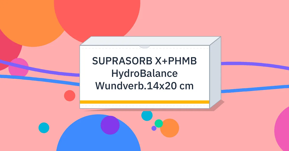 Symbolbild: Packung mit der Aufschrift SUPRASORB X+PHMB HydroBalance Wundverb.14x20 cm (PZN 12586666) – Verfügbarkeit und Bezug in Apotheken in Frankfurt am Main