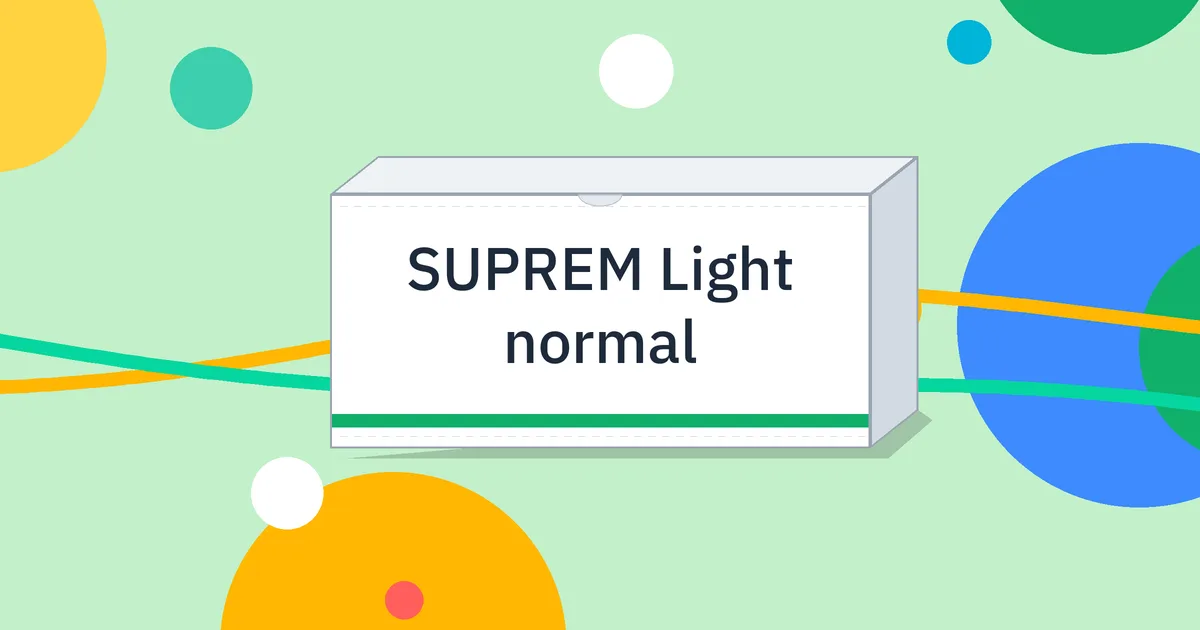 Symbolbild: Packung mit der Aufschrift SUPREM Light normal (PZN 08836011) – Verfügbarkeit und Bezug in Apotheken in Frankfurt am Main