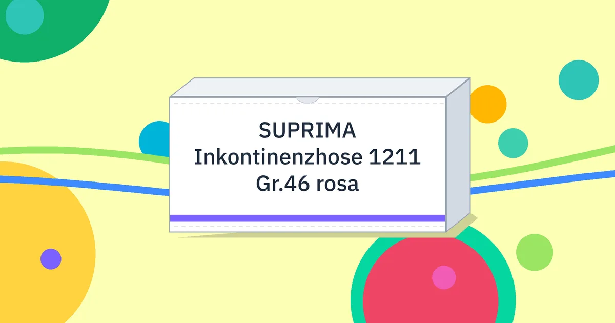 Symbolbild: Packung mit der Aufschrift SUPRIMA Inkontinenzhose 1211 Gr.46 rosa (PZN 03022692) – Verfügbarkeit und Bezug in Apotheken in Frankfurt am Main