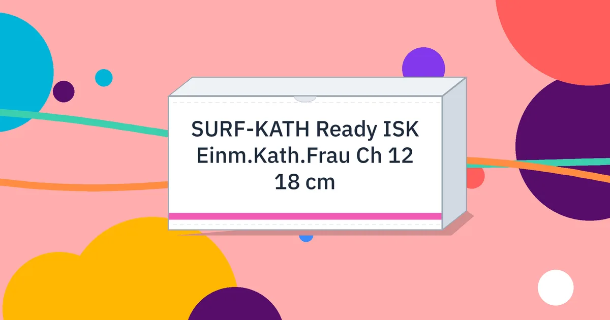 Symbolbild: Packung mit der Aufschrift SURF-KATH Ready ISK Einm.Kath.Frau Ch 12 18 cm (PZN 20916184) – Verfügbarkeit und Bezug in Apotheken in Frankfurt am Main