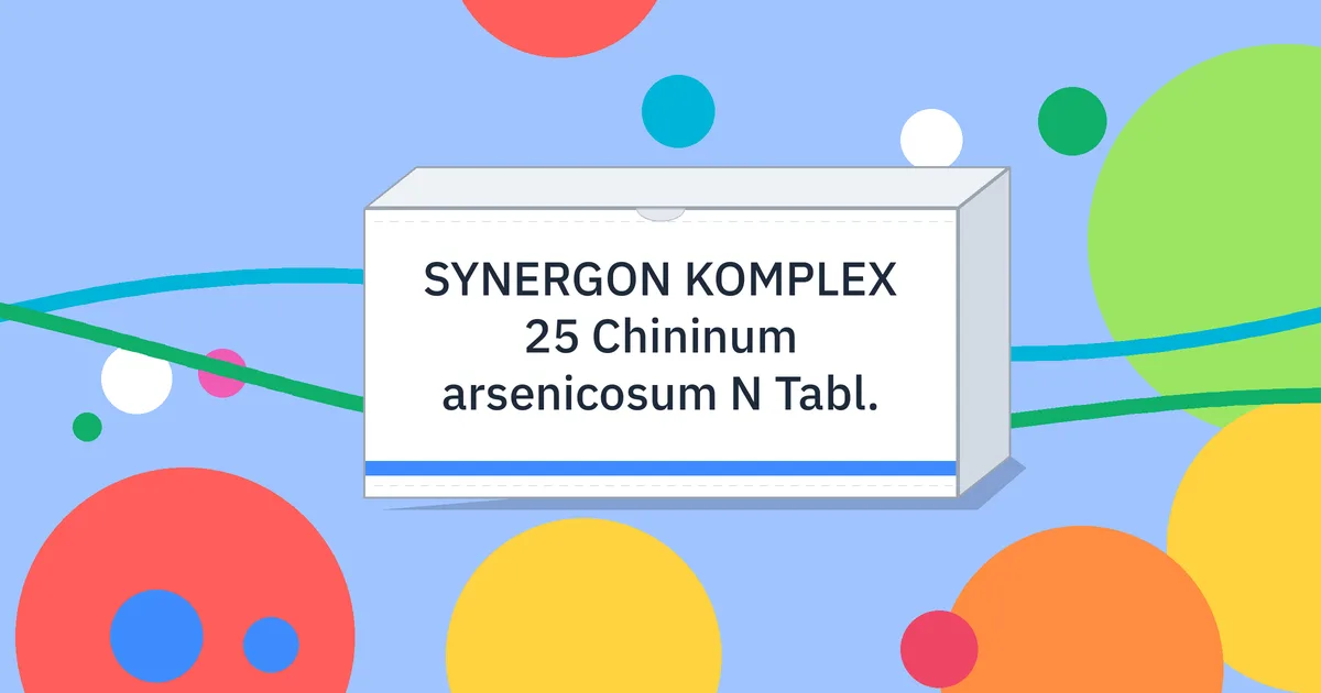 Symbolbild: Packung mit der Aufschrift SYNERGON KOMPLEX 25 Chininum arsenicosum N Tabl. (PZN 03633390) – Verfügbarkeit und Bezug in Apotheken in Frankfurt am Main