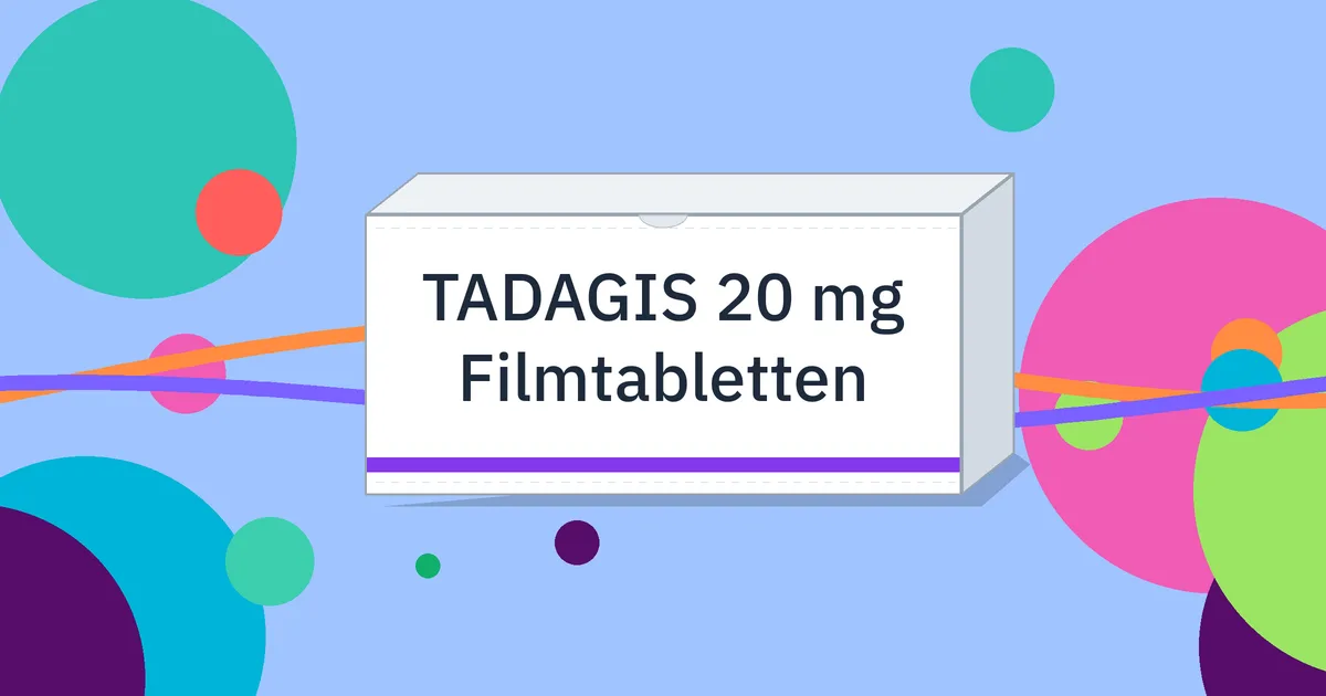 Symbolbild: Packung mit der Aufschrift TADAGIS 20 mg Filmtabletten (PZN 14376720) – Verfügbarkeit und Bezug in Apotheken in Frankfurt am Main