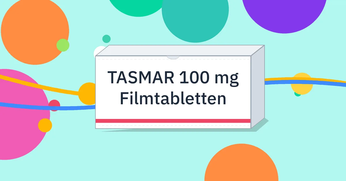Symbolbild: Packung mit der Aufschrift TASMAR 100 mg Filmtabletten (PZN 03816044) – Verfügbarkeit und Bezug in Apotheken in Frankfurt am Main