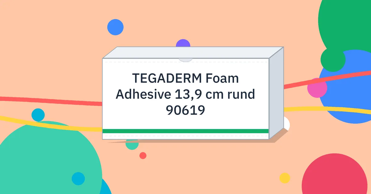 Symbolbild: Packung mit der Aufschrift TEGADERM Foam Adhesive 13,9 cm rund 90619 (PZN 01416211) – Verfügbarkeit und Bezug in Apotheken in Frankfurt am Main