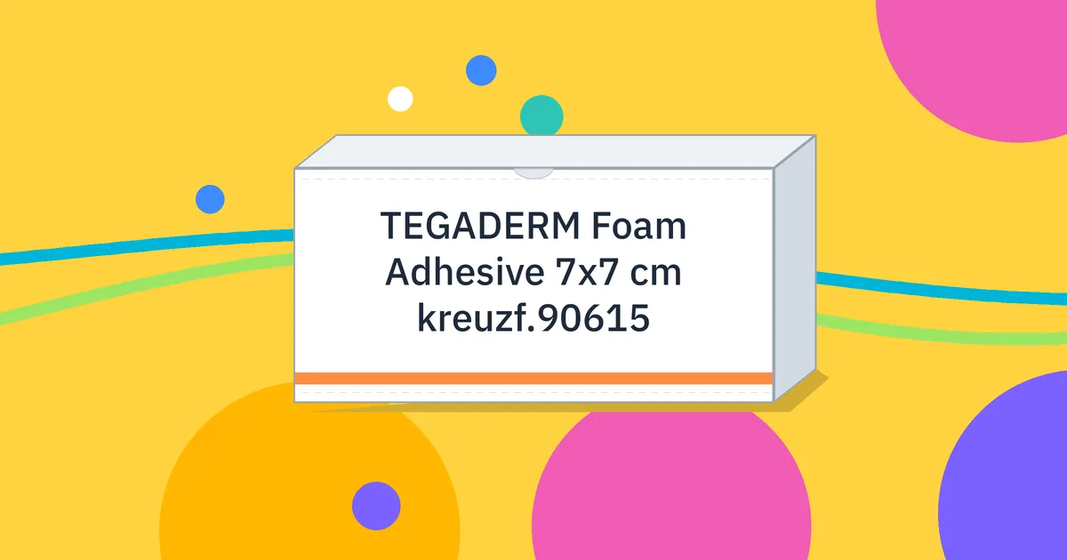 Symbolbild: Packung mit der Aufschrift TEGADERM Foam Adhesive 7x7 cm kreuzf.90615 (PZN 09290761) – Verfügbarkeit und Bezug in Apotheken in Frankfurt am Main