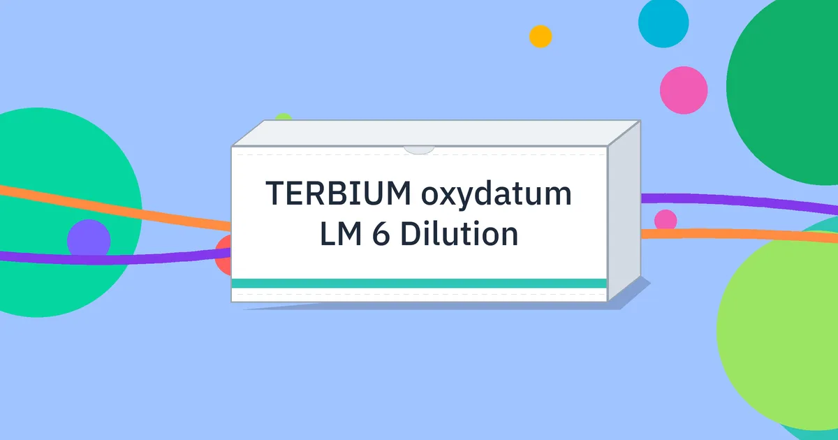 Symbolbild: Packung mit der Aufschrift TERBIUM oxydatum LM 6 Dilution (PZN 13216055) – Verfügbarkeit und Bezug in Apotheken in Frankfurt am Main