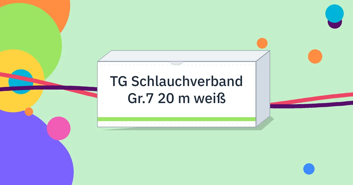 Symbolbild: Packung mit der Aufschrift TG Schlauchverband Gr.7 20 m weiß (PZN 11607343) – Verfügbarkeit und Bezug in Apotheken in Frankfurt am Main