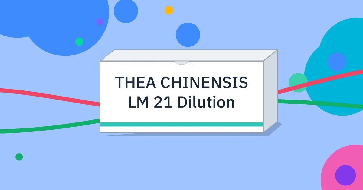 Symbolbild: Packung mit der Aufschrift THEA CHINENSIS LM 21 Dilution (PZN 13219409) – Verfügbarkeit und Bezug in Apotheken in Frankfurt am Main