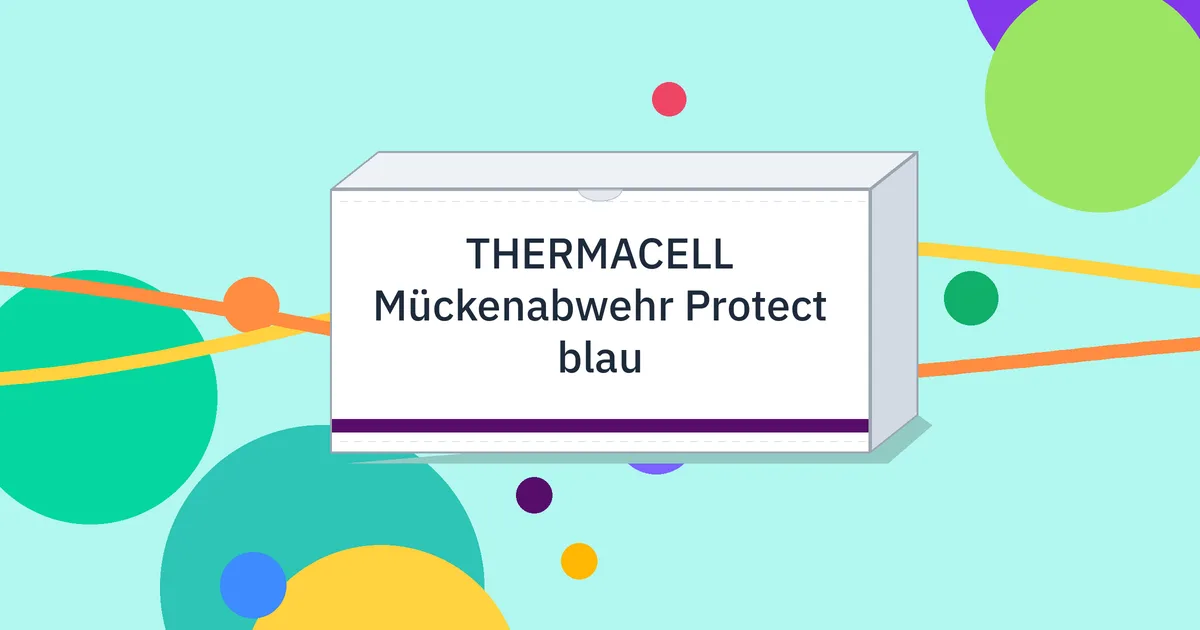 Symbolbild: Packung mit der Aufschrift THERMACELL Mückenabwehr Protect blau (PZN 14355669) – Verfügbarkeit und Bezug in Apotheken in Frankfurt am Main