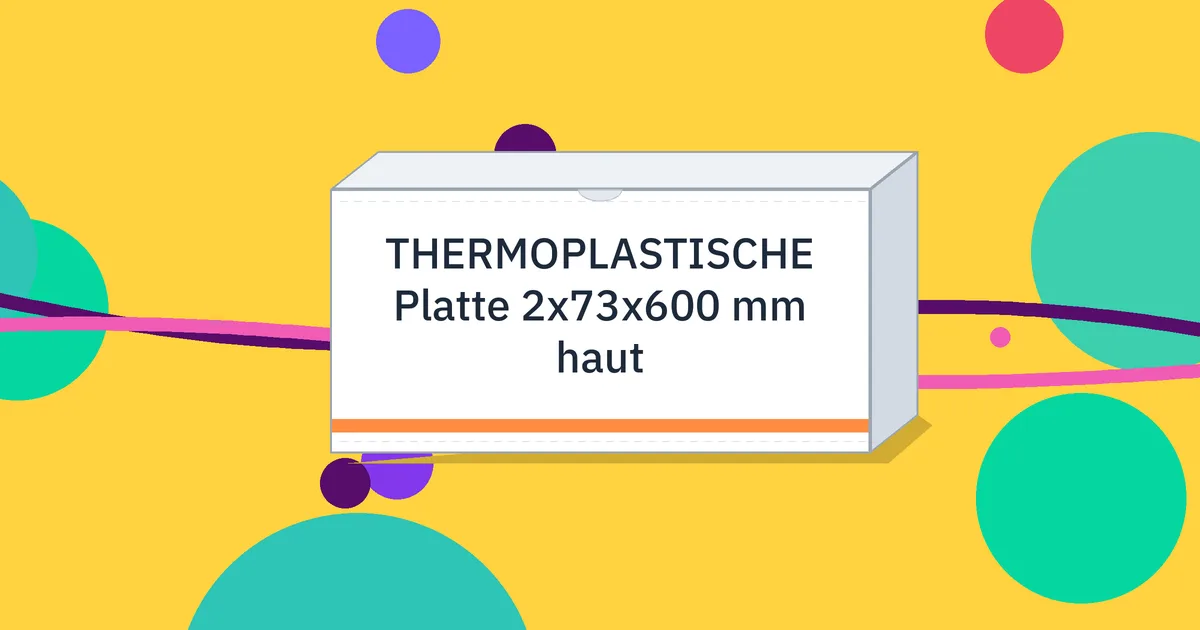 Symbolbild: Packung mit der Aufschrift THERMOPLASTISCHE Platte 2x73x600 mm haut (PZN 11550040) – Verfügbarkeit und Bezug in Apotheken in Frankfurt am Main