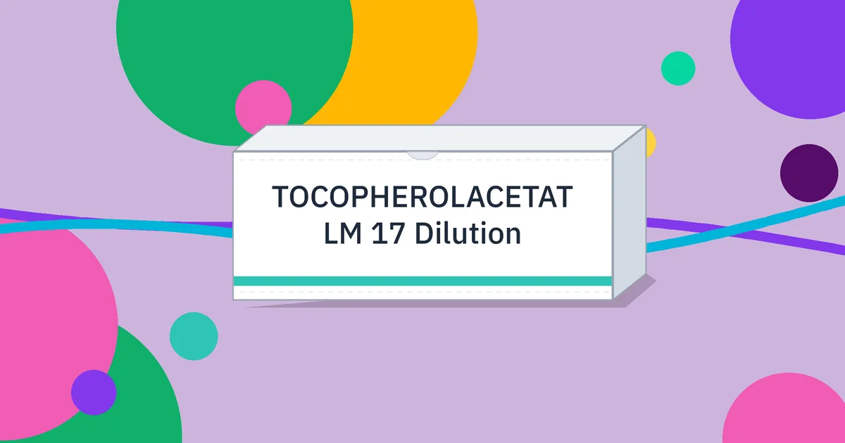 Symbolbild: Packung mit der Aufschrift TOCOPHEROLACETAT LM 17 Dilution (PZN 13224830) – Verfügbarkeit und Bezug in Apotheken in Frankfurt am Main