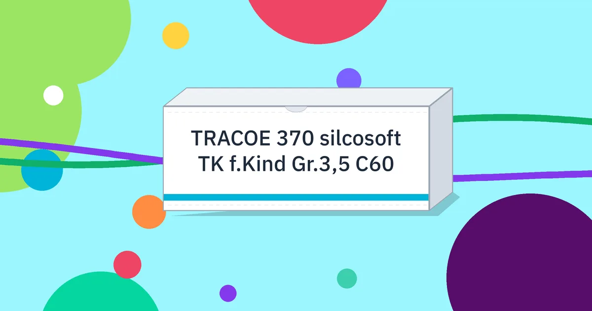 Symbolbild: Packung mit der Aufschrift TRACOE 370 silcosoft TK f.Kind Gr.3,5 C60 (PZN 14314340) – Verfügbarkeit und Bezug in Apotheken in Frankfurt am Main
