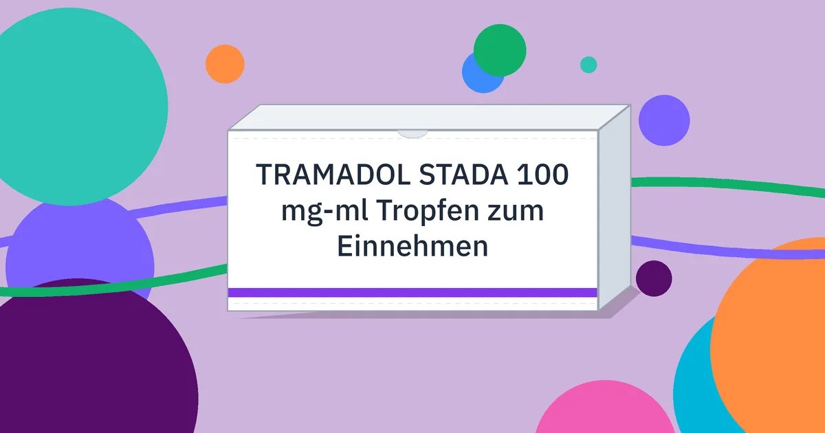 Symbolbild: Packung mit der Aufschrift TRAMADOL STADA 100 mg-ml Tropfen zum Einnehmen (PZN 06179684) – Verfügbarkeit und Bezug in Apotheken in Frankfurt am Main