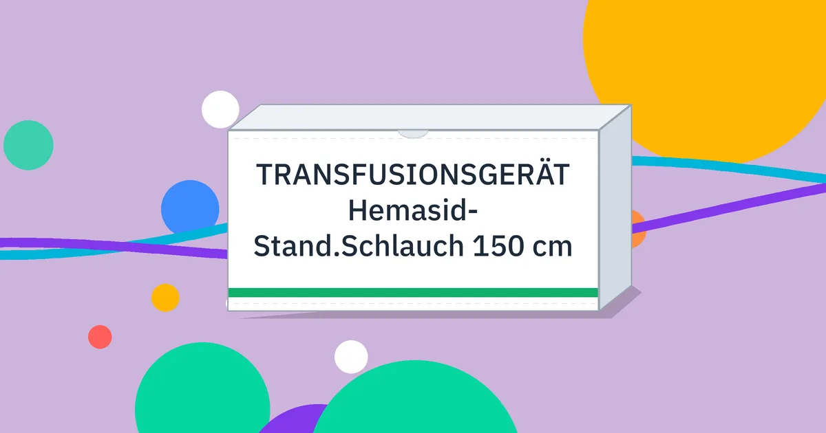 Symbolbild: Packung mit der Aufschrift TRANSFUSIONSGERÄT Hemasid-Stand.Schlauch 150 cm (PZN 06127871) – Verfügbarkeit und Bezug in Apotheken in Frankfurt am Main
