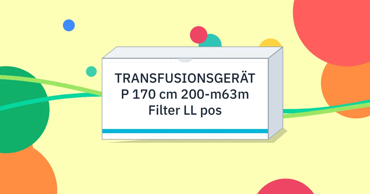 Symbolbild: Packung mit der Aufschrift TRANSFUSIONSGERÄT P 170 cm 200-m63m Filter LL pos (PZN 17486633) – Verfügbarkeit und Bezug in Apotheken in Frankfurt am Main