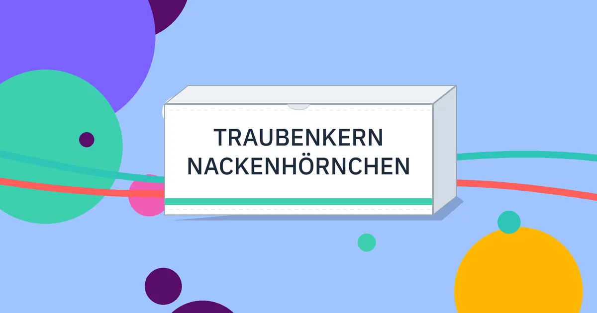 Symbolbild: Packung mit der Aufschrift TRAUBENKERN NACKENHÖRNCHEN (PZN 03356080) – Verfügbarkeit und Bezug in Apotheken in Frankfurt am Main
