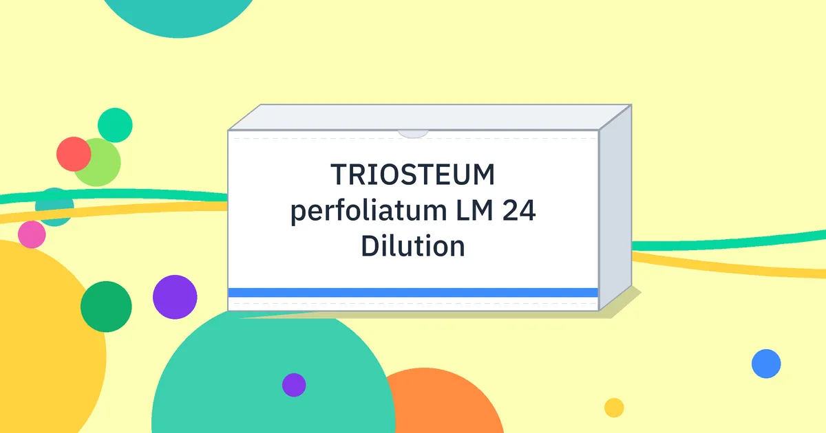 Symbolbild: Packung mit der Aufschrift TRIOSTEUM perfoliatum LM 24 Dilution (PZN 13227751) – Verfügbarkeit und Bezug in Apotheken in Frankfurt am Main