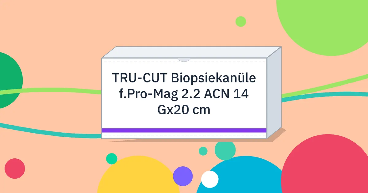Symbolbild: Packung mit der Aufschrift TRU-CUT Biopsiekanüle f.Pro-Mag 2.2 ACN 14 Gx20 cm (PZN 07096575) – Verfügbarkeit und Bezug in Apotheken in Frankfurt am Main