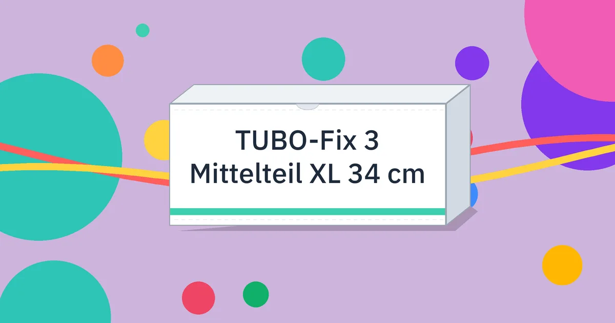 Symbolbild: Packung mit der Aufschrift TUBO-Fix 3 Mittelteil XL 34 cm (PZN 18796235) – Verfügbarkeit und Bezug in Apotheken in Frankfurt am Main