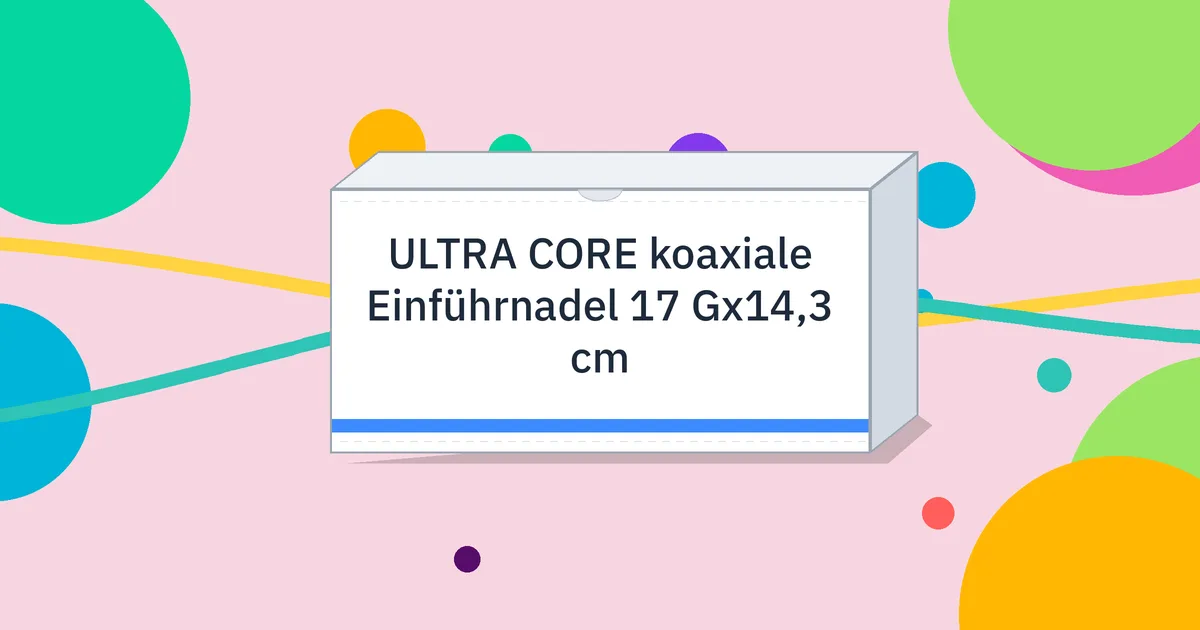 Symbolbild: Packung mit der Aufschrift ULTRA CORE koaxiale Einführnadel 17 Gx14,3 cm (PZN 06770408) – Verfügbarkeit und Bezug in Apotheken in Frankfurt am Main