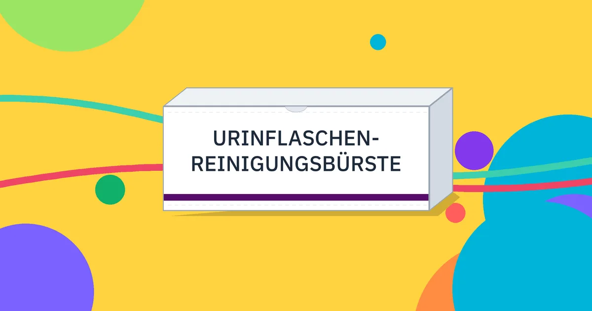 Symbolbild: Packung mit der Aufschrift URINFLASCHEN-REINIGUNGSBÜRSTE (PZN 08480057) – Verfügbarkeit und Bezug in Apotheken in Frankfurt am Main
