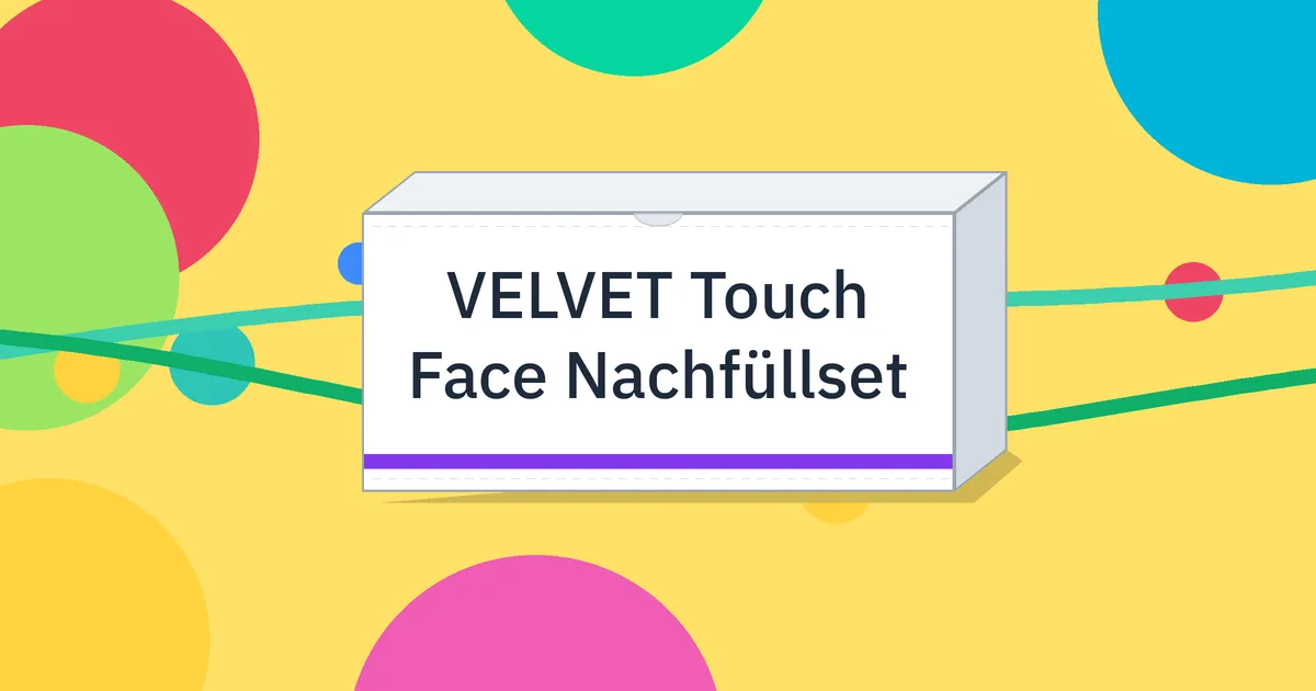 Symbolbild: Packung mit der Aufschrift VELVET Touch Face Nachfüllset (PZN 01620733) – Verfügbarkeit und Bezug in Apotheken in Frankfurt am Main