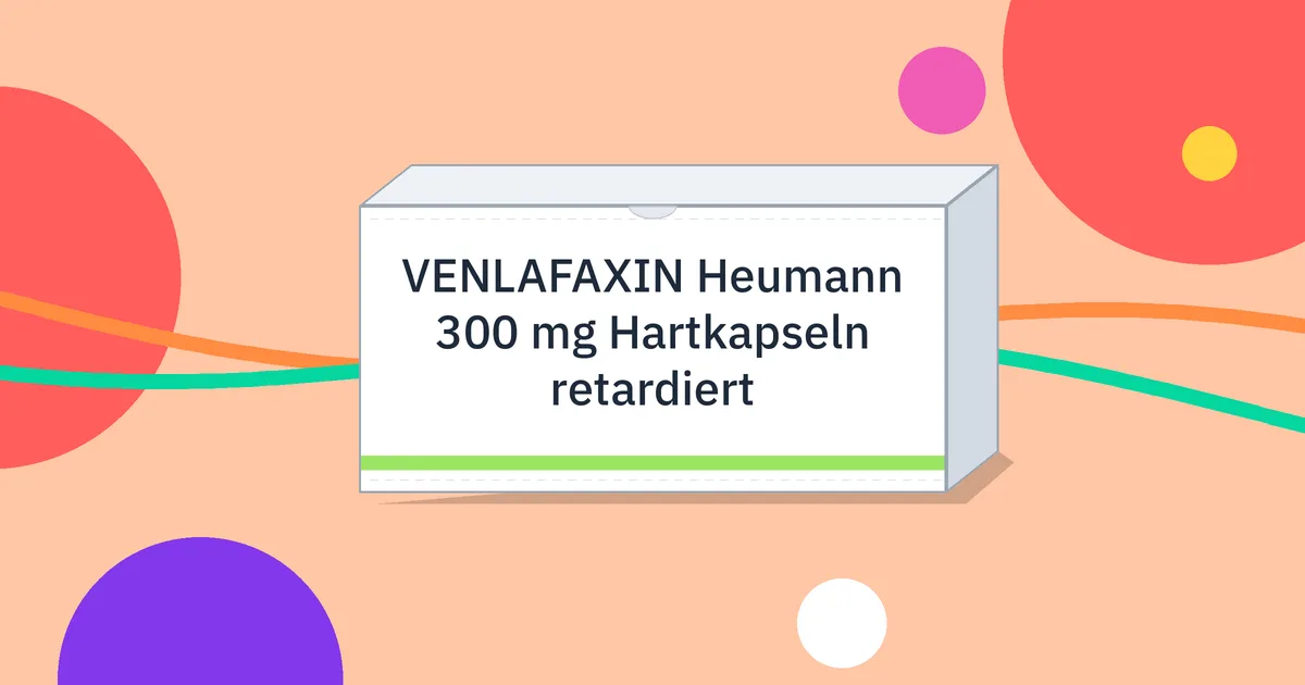 Symbolbild: Packung mit der Aufschrift VENLAFAXIN Heumann 300 mg Hartkapseln retardiert (PZN 18456166) – Verfügbarkeit und Bezug in Apotheken in Frankfurt am Main