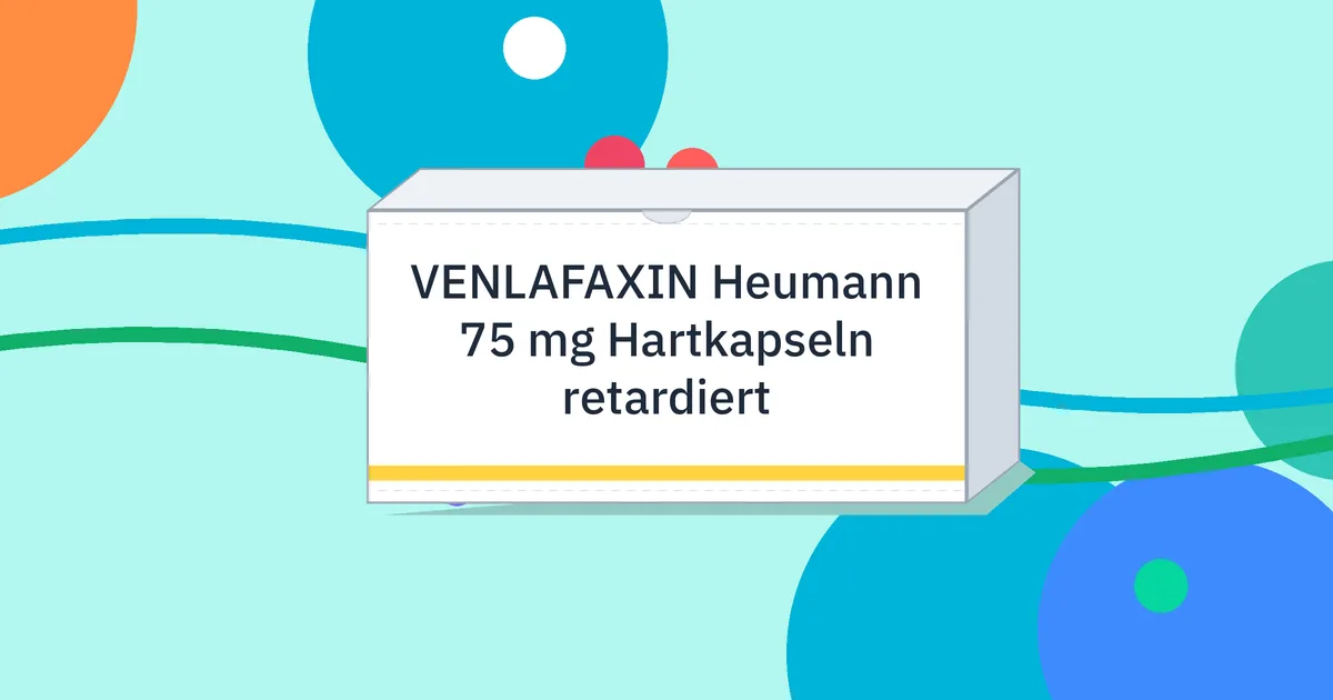 Symbolbild: Packung mit der Aufschrift VENLAFAXIN Heumann 75 mg Hartkapseln retardiert (PZN 06727708) – Verfügbarkeit und Bezug in Apotheken in Frankfurt am Main