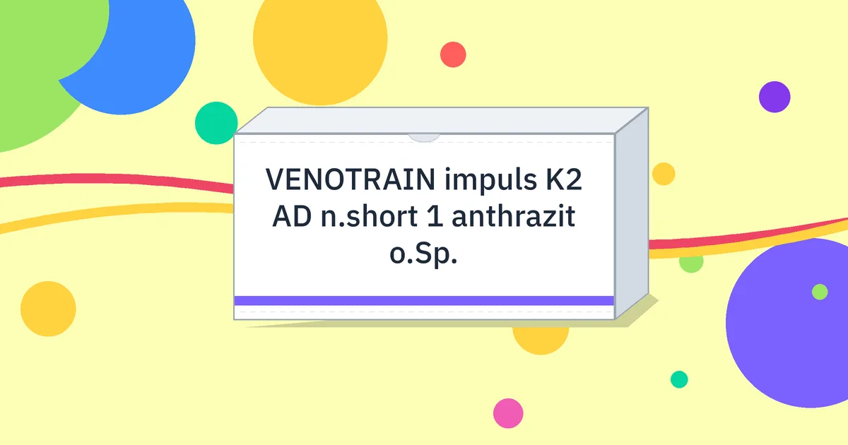 Symbolbild: Packung mit der Aufschrift VENOTRAIN impuls K2 AD n.short 1 anthrazit o.Sp. (PZN 15221907) – Verfügbarkeit und Bezug in Apotheken in Frankfurt am Main