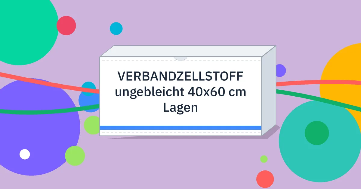 Symbolbild: Packung mit der Aufschrift VERBANDZELLSTOFF ungebleicht 40x60 cm Lagen (PZN 03158167) – Verfügbarkeit und Bezug in Apotheken in Frankfurt am Main