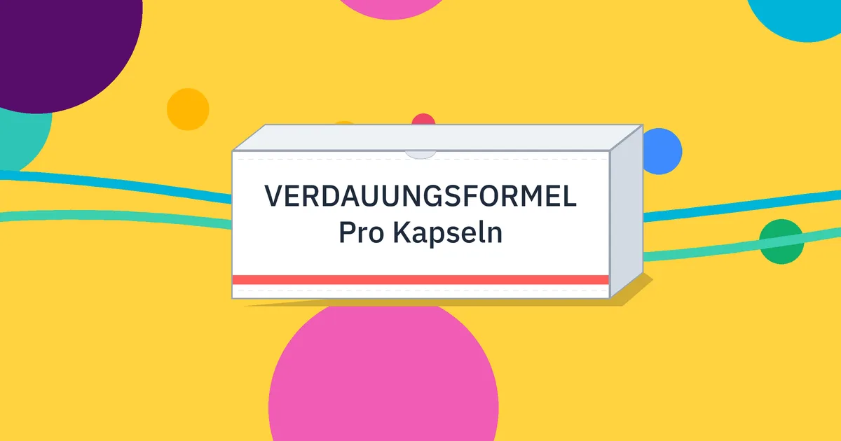Symbolbild: Packung mit der Aufschrift VERDAUUNGSFORMEL Pro Kapseln (PZN 17966391) – Verfügbarkeit und Bezug in Apotheken in Frankfurt am Main