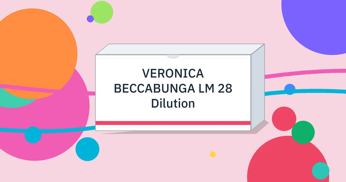 Symbolbild: Packung mit der Aufschrift VERONICA BECCABUNGA LM 28 Dilution (PZN 13269330) – Verfügbarkeit und Bezug in Apotheken in Frankfurt am Main