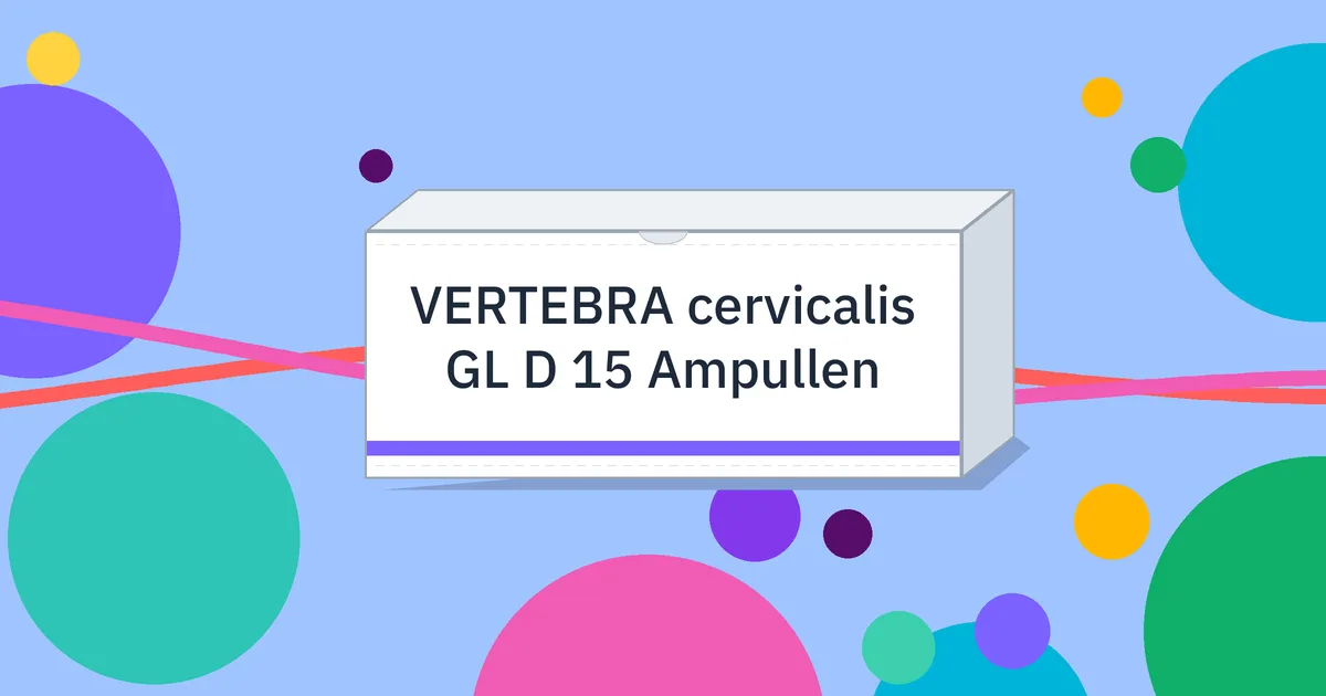Symbolbild: Packung mit der Aufschrift VERTEBRA cervicalis GL D 15 Ampullen (PZN 03793679) – Verfügbarkeit und Bezug in Apotheken in Frankfurt am Main
