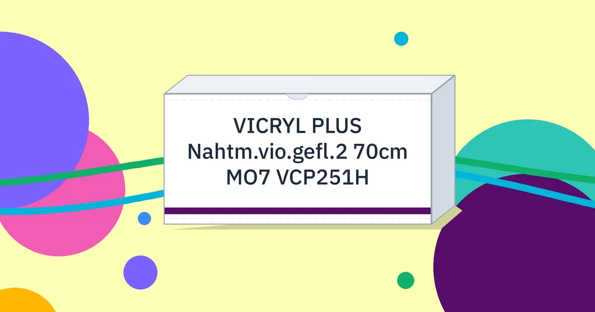 Symbolbild: Packung mit der Aufschrift VICRYL PLUS Nahtm.vio.gefl.2 70cm MO7 VCP251H (PZN 20915931) – Verfügbarkeit und Bezug in Apotheken in Frankfurt am Main
