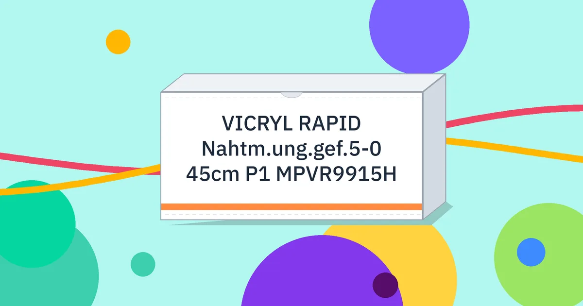 Symbolbild: Packung mit der Aufschrift VICRYL RAPID Nahtm.ung.gef.5-0 45cm P1 MPVR9915H (PZN 16256612) – Verfügbarkeit und Bezug in Apotheken in Frankfurt am Main