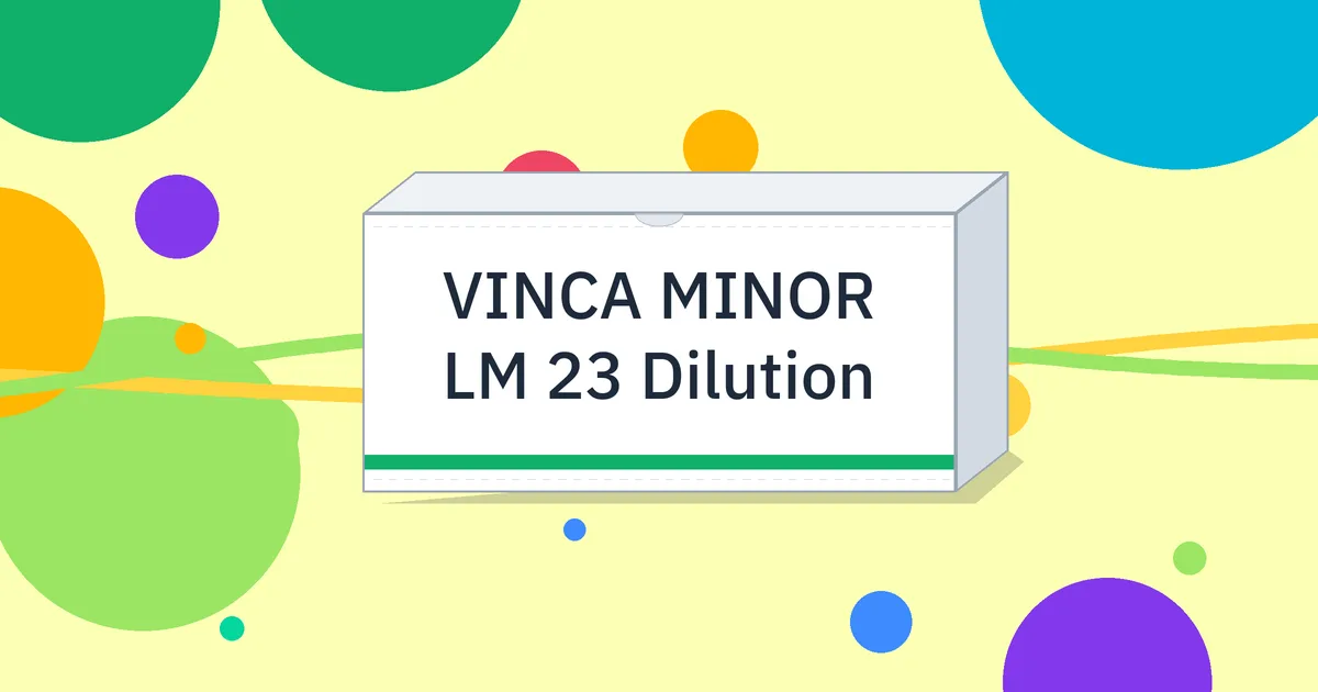 Symbolbild: Packung mit der Aufschrift VINCA MINOR LM 23 Dilution (PZN 13273863) – Verfügbarkeit und Bezug in Apotheken in Frankfurt am Main