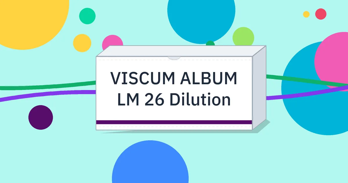 Symbolbild: Packung mit der Aufschrift VISCUM ALBUM LM 26 Dilution (PZN 13278180) – Verfügbarkeit und Bezug in Apotheken in Frankfurt am Main