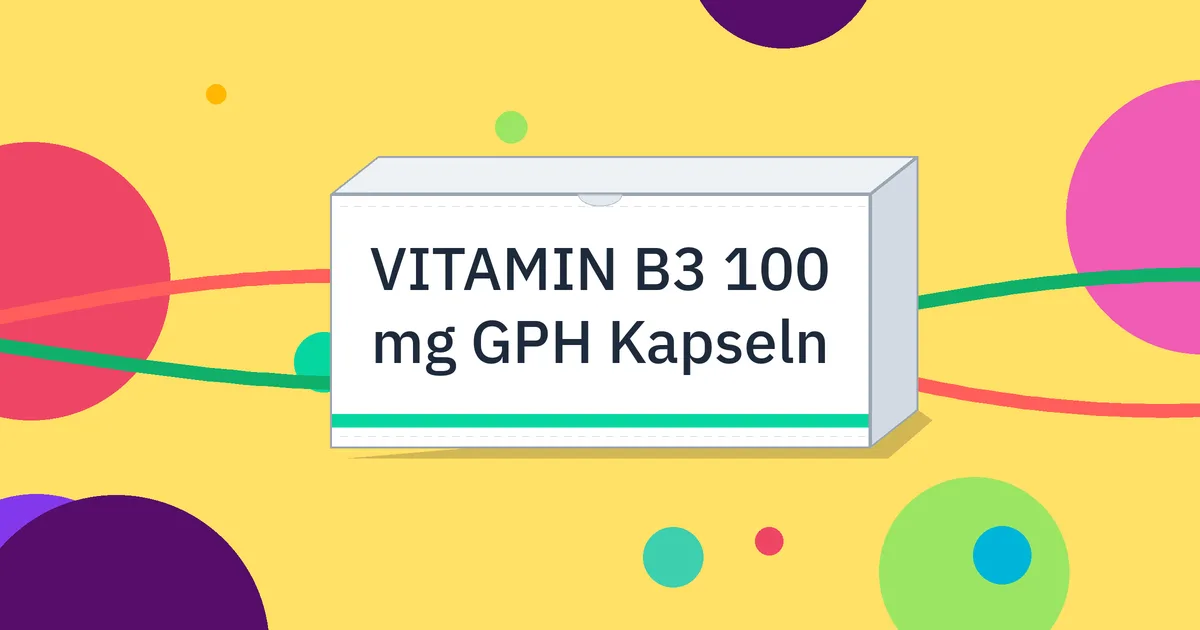 Symbolbild: Packung mit der Aufschrift VITAMIN B3 100 mg GPH Kapseln (PZN 04700042) – Verfügbarkeit und Bezug in Apotheken in Frankfurt am Main