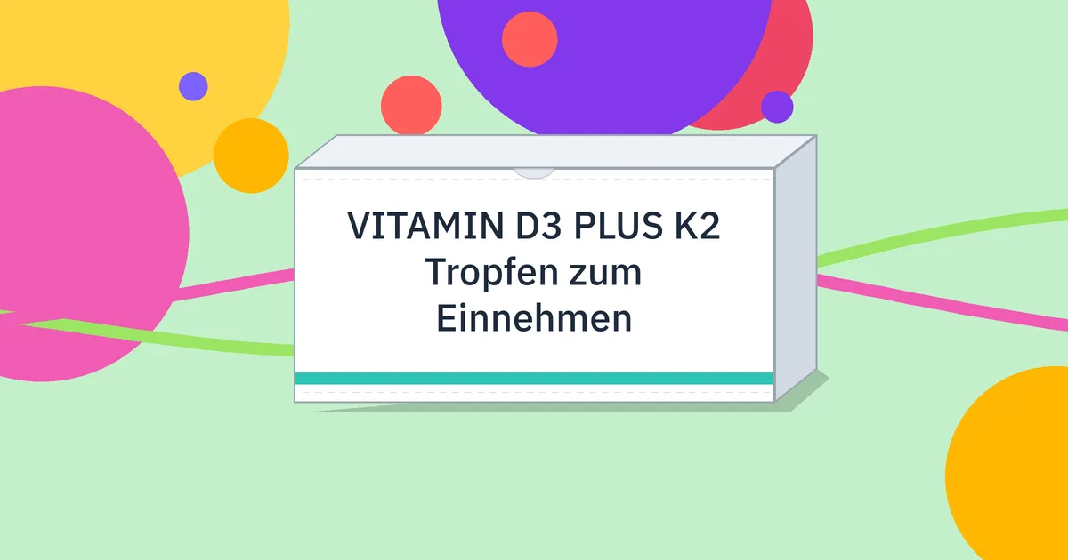 Symbolbild: Packung mit der Aufschrift VITAMIN D3 PLUS K2 Tropfen zum Einnehmen (PZN 12563493) – Verfügbarkeit und Bezug in Apotheken in Frankfurt am Main
