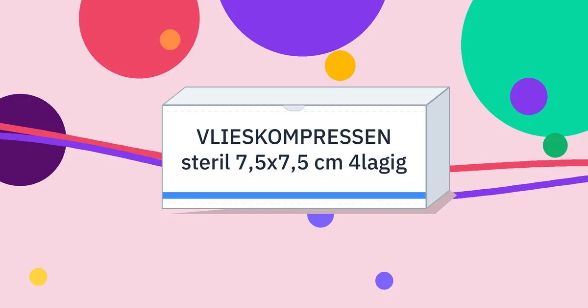 Symbolbild: Packung mit der Aufschrift VLIESKOMPRESSEN steril 7,5x7,5 cm 4lagig (PZN 17549552) – Verfügbarkeit und Bezug in Apotheken in Frankfurt am Main