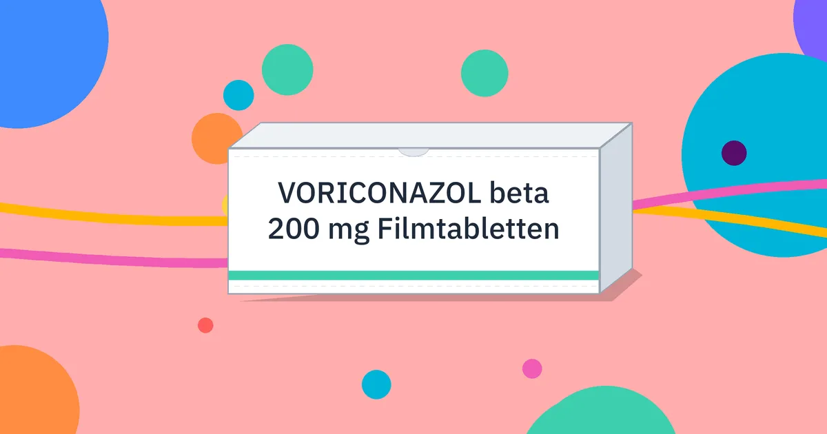 Symbolbild: Packung mit der Aufschrift VORICONAZOL beta 200 mg Filmtabletten (PZN 08833076) – Verfügbarkeit und Bezug in Apotheken in Frankfurt am Main