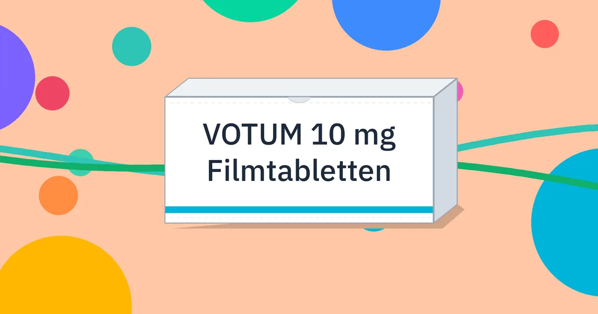 Symbolbild: Packung mit der Aufschrift VOTUM 10 mg Filmtabletten (PZN 02170031) – Verfügbarkeit und Bezug in Apotheken in Frankfurt am Main