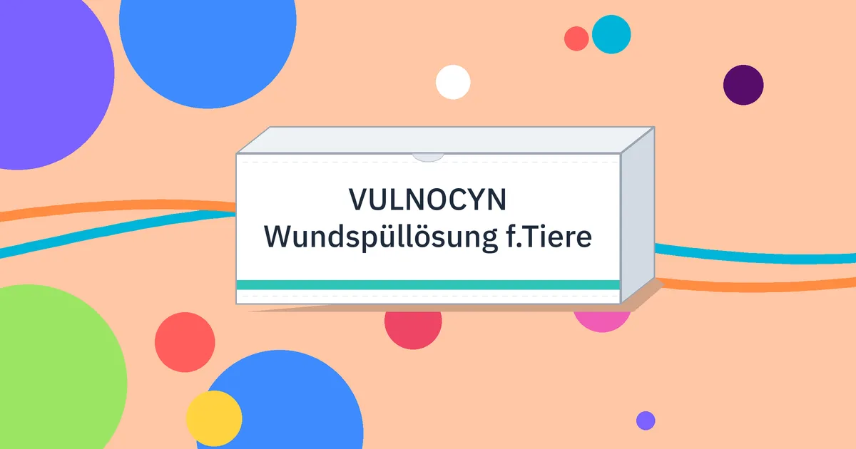 Symbolbild: Packung mit der Aufschrift VULNOCYN Wundspüllösung f.Tiere (PZN 19487217) – Verfügbarkeit und Bezug in Apotheken in Frankfurt am Main