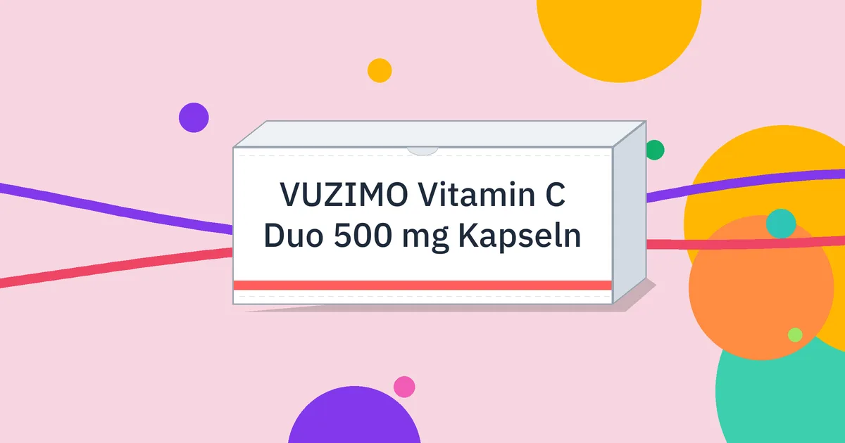 Symbolbild: Packung mit der Aufschrift VUZIMO Vitamin C Duo 500 mg Kapseln (PZN 20918757) – Verfügbarkeit und Bezug in Apotheken in Frankfurt am Main