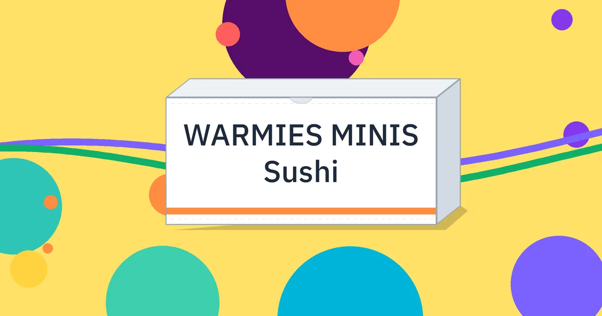Symbolbild: Packung mit der Aufschrift WARMIES MINIS Sushi (PZN 20302341) – Verfügbarkeit und Bezug in Apotheken in Frankfurt am Main